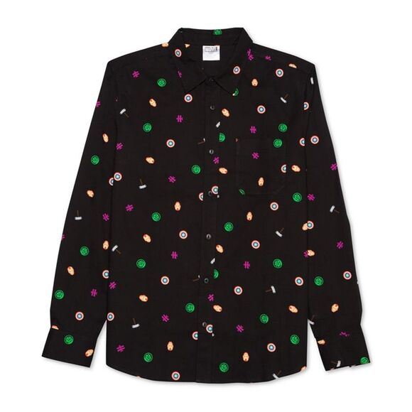 JEM | Shirts | Jem Mens Avengers Logo Button Up Shirt Black S Neck ...
